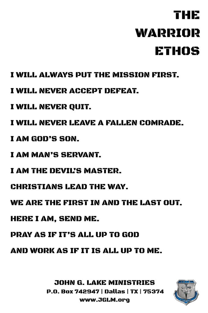 The Warrior Ethos (Magnet) – John G. Lake Ministries